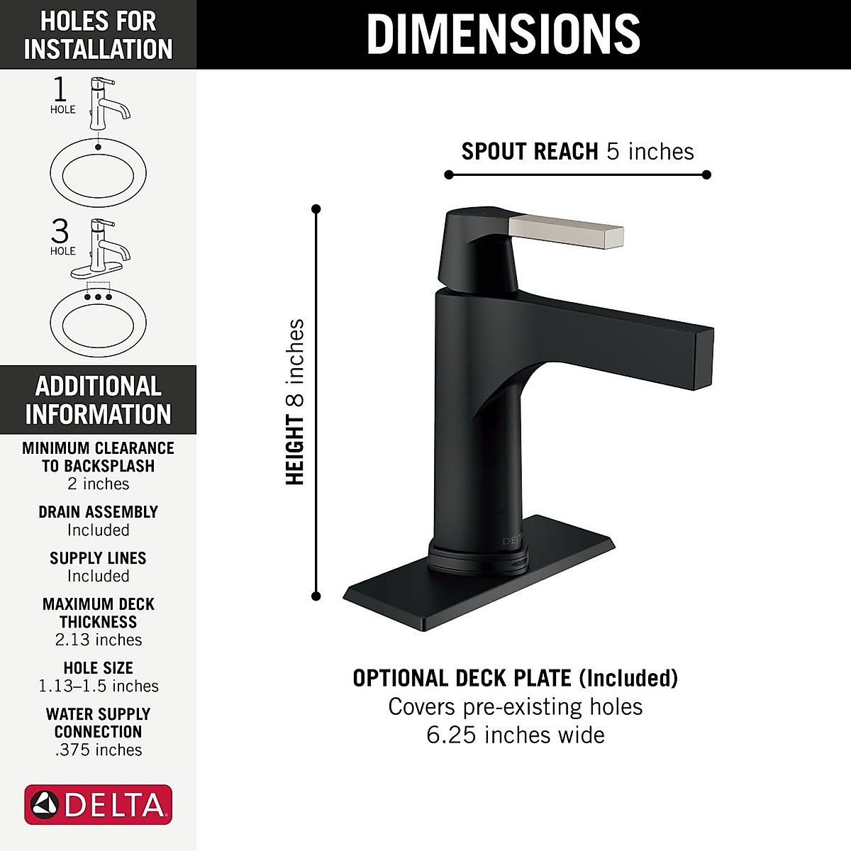 Delta Faucet 574T-DST, Chrome Zura Single Handle Centerset Lavatory Faucet with Touch2O.xt Technology