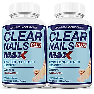 Justified Laboratories (2 Pack) Clear Nails Plus Max Pills 40 Billion CFU Probiotic 60 Capsules
