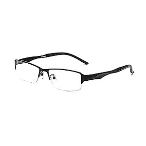 LUOMON Semi-Rimless Eyeglasses EG002 - Pure Black | Blue Light Blocking & Anti Glare Lenses for Comfortable Vision