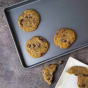 Cooking Light Heavy Duty Nonstick Bakeware Carbon Steel Baking Sheet or Cookie Sheet with Quick Release Coating, Manufactured without PFOA, Dishwasher Safe, Oven Safe, 15-Inch x 10-Inch, Gray