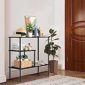 Black Console Table 31.5'' Narrow Entryway Table for Entry Industrial Sofa Tables with 3-Tier Storage Shelves for Living Room, Foyer, Hallway Table Entrance Table