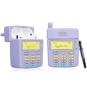 Oqplog for Airpod 2/1 for AirPods Case 3D Cute Fun Cartoon Fashion Funny Character Air Pods 2&1 Cover Design for Men Girls Teen Boys Unique Kawaii Trendy Stylish Soft Silicone Cases – Purple Phone