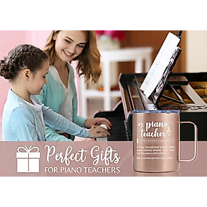 Onebttl Piano Teacher Gift for Women, 12oz/350ml Stainless Steel Insulated Coffee Mug with Lid - Rosegold