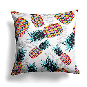 iiRov Summer Design Ink-Fuzed Decorative Throw Pillow - Retro Summer Pineapple v3