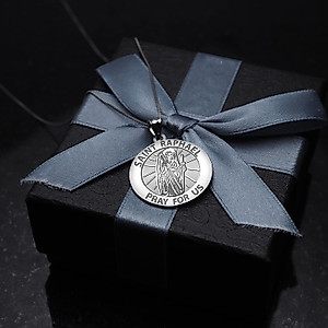 PicturesOnGold.com Saint Raphael Religious Medal EXCLUSIVE - Sterling silver - 2/3 x 2/3 Inch