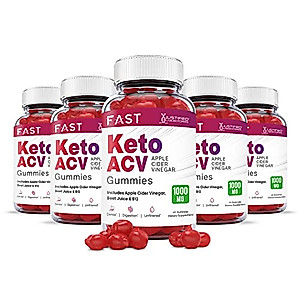 Justified Laboratories (5 Pack) Fast Keto ACV Gummies 1000MG with Pomegranate Juice Beet Root B12 600 Gummys