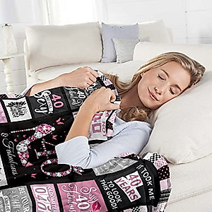 FEYG 40th Birthday Gifts for Women Blanket, 40th Birthday Gift Ideas, 40th Birthday Decorations Women, 40 Birthday Blanket, Gifts for 40 Year Old Women Throw Blanket 60"x80"