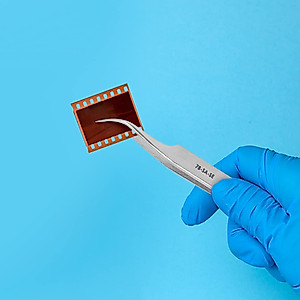 Excelta - 7B-SA-SE - Tweezers - Very Fine Point - Curved - One Star - Anti-Mag. SS - Serrated Tips, 0.06" Height, 0.39300000000000002" Wide, 4.5" Length