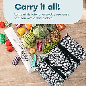 VP Home Reusable Tote Bags (Geometric Diamond) for Grocery and Picnic Bags for Trip Birthday Party, Mother's Day, Holiday, Christmas Day, Grocery Store, Supermarket, Outdoor Picnic etc