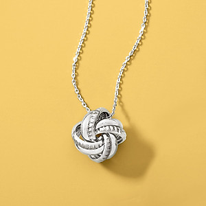 Ross-Simons Italian Sterling Silver Love Knot Pendant Necklace. 18 inches