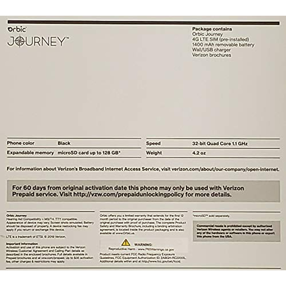 Orbic Journey V Verizon Prepaid 4g LTE Flip Phone - Black