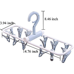 2 pac Folding Portable Laundry Hanger with 12 Clips Drying Rack for Socks&Lingerie Plastic Clothes Pins