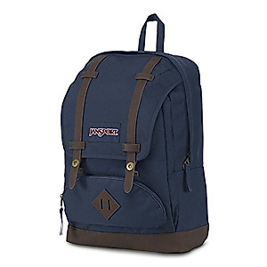 JanSport Cortlandt Laptop Backpack, Navy, 15” Laptop Sleeve-Synthetic Leather Shoulder Computer Bag with Large Compartment, Padded Straps-Book Rucksack for Men, Women