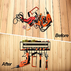 JULINE Power Tool Organizer, Garage Storage Drill Holder Wall Mount Garage Tool Organizers and Storage Power Tool Storage Rack Heavy Duty Floating Tool Shelf