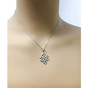 Fine Sterling Silver Japanese Endless Knot Pendant Necklace, 22"