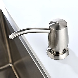 Avola Soap Dispenser for Kitchen Sink,Brushed Nickel Built in Sink Soap Dispenser or in Counter Soap Dispenser Brushed,Plastic ABS Pump Head Kitchen Sink Soap Dispenser with 13 Ounce Large Bottle