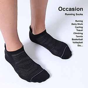 CelerSport 6 Pack Men's Running Ankle Socks with Cushion, Low Cut Athletic Sport Tab Socks, White, Shoe Size: 7-9