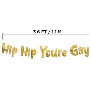 Hip Hip You're Gay Gold Glitter Banner - enGayged Banner – LGBTQ decorations for Bride and Groom – Pride – Gay Wedding - Coming Out Party