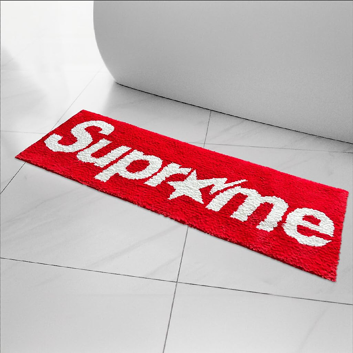 Luxape Supremed Rug - Hypebeast Room Decor - Handmade & Premium- 43 * 16in (110cm) - Suprme Rug - Designer Rugs - Aesthetic Room Decor Rug