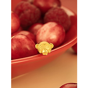 ZHOU LIU FU 24K Solid Gold Bracelets for Women, Stretchable Lucky Animals Real Gold Rabbit Bangle Charm Bracelets, Pure Gold Agate Beaded Zodiac Bunny Bracelet