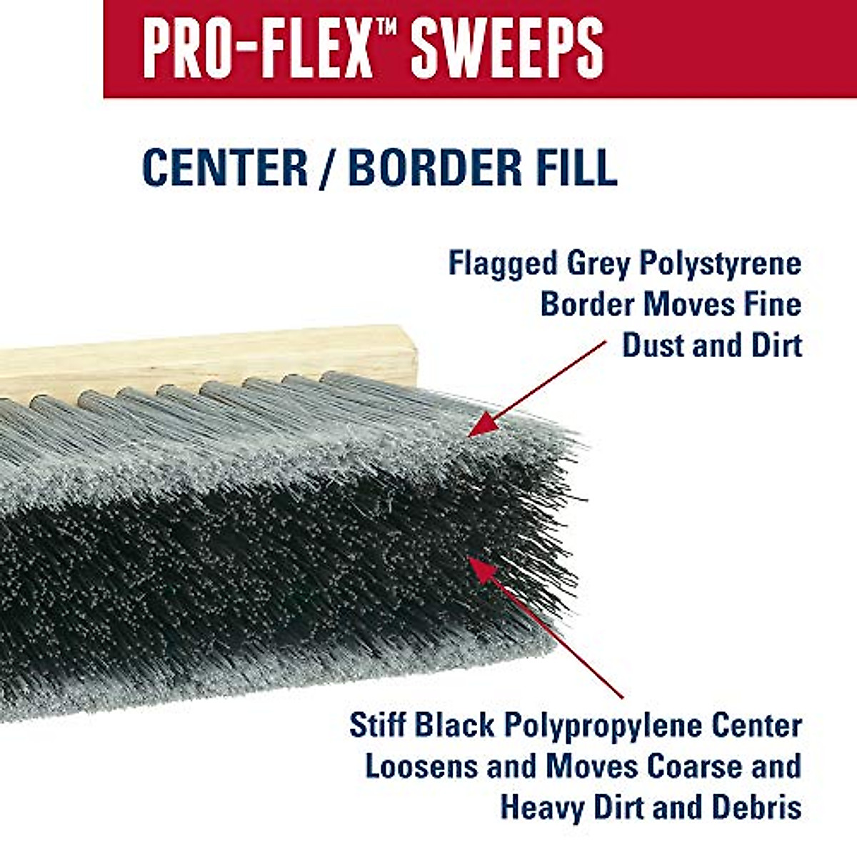 Weiler 44600 Pro-Flex 24" Block Size, Flagged Gray Polystyrene Fill, Sweep, Natural