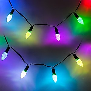 ALITOVE String Lights Outdoor Waterproof Color Changing Christmas Lights 26ft 50 LEDs Patio Lights Dream Color Rainbow Fairy Light APP Control Weatherproof for Garden Party Holiday Wedding Eaves Décor