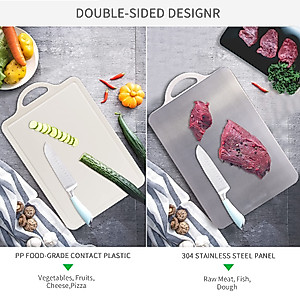 Kangbet Cutting Board,Double-Sided Stainless Steel Cutting Board,304 Stainless Steel and Food-Grade PP,15.7 x 11 Inch,Kitchen Chopping Boards for Meat,Veggies,Fruits,Large