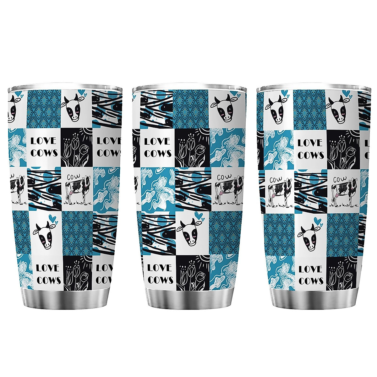 Tumbler Animal Cows Stainless Steel Coffee Travel Mug With Flip Lid Leak Proof Travel Tumbler Hot And Cold Drinks Thermal Cup Tea Wine Cups For Office Animal Cows 20oz