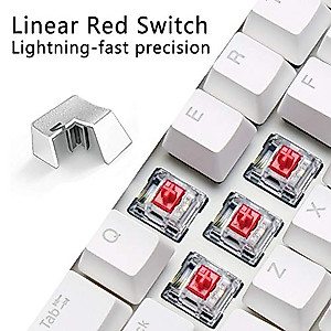 VELOCIFIRE Wireless Mechanical Keyboard, TKL02WS TKL 87 Key Ergonomic Linear Red Switches Mechanical Gaming Keyboard with White LED Backlit for Copywriters, Typists, and Programmers(White)