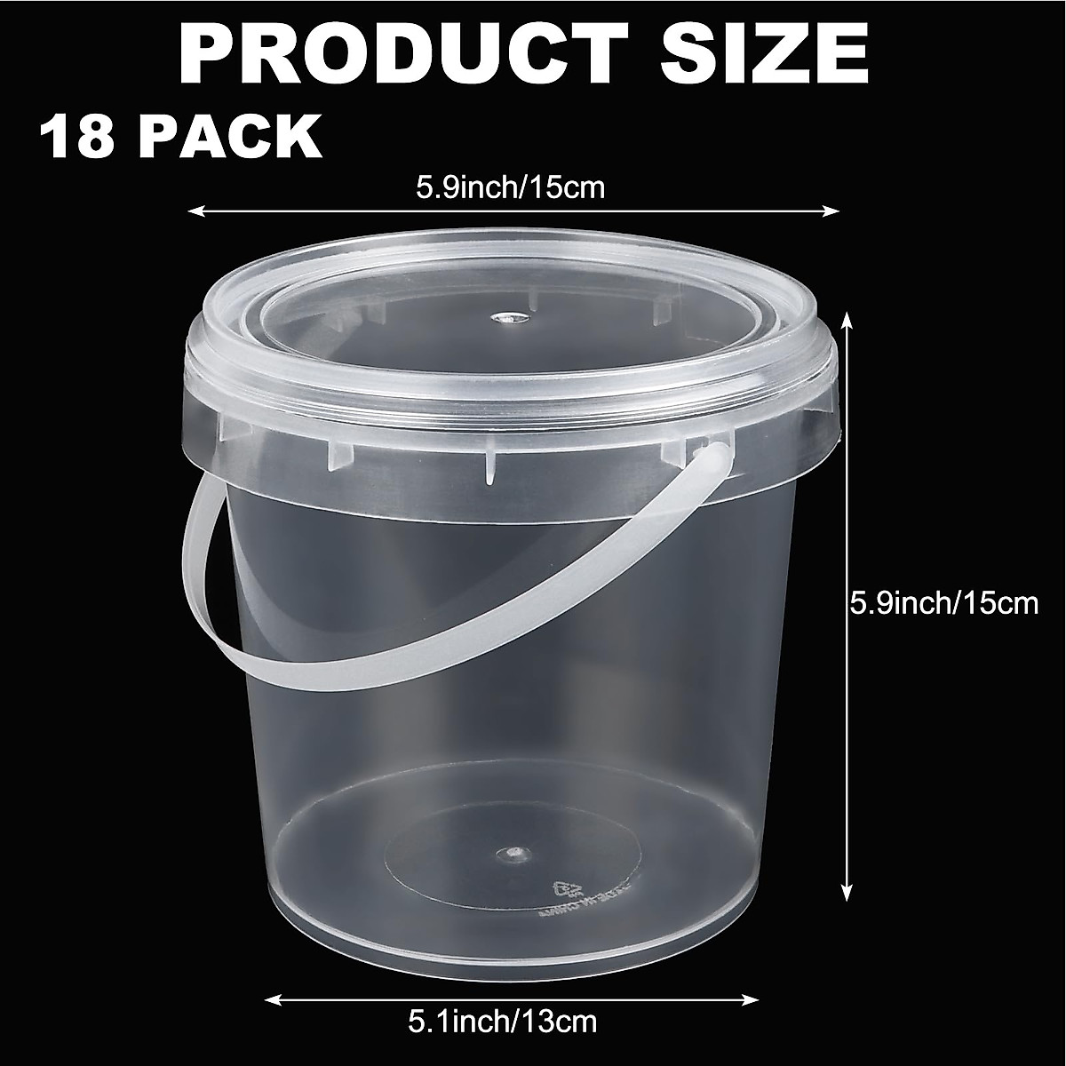 LOYORTY 18 PCS 67.6 oz Slime Containers with Lids and Handles, Plastic 2000ml Storage Bucket Containers, Clear Slime Storage Case for Slime DIY Art Craft, Pigment, Small Tools, Part Material