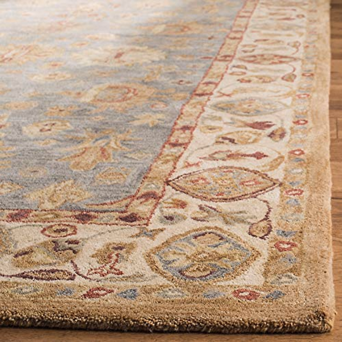 SAFAVIEH Anatolia Collection Accent Rug - 2' x 3', Blue & Ivory, Handmade Traditional Oriental Wool, Ideal for High Traffic Areas in Entryway, Living Room, Bedroom (AN547A)