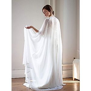 EllieHouse Long Chiffon Bridal Cape Wedding Veil Cloak For Bride White 3M