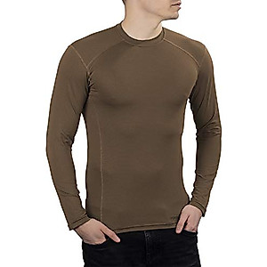 281Z Mens Military Moisture Wicking Base Layer Shirt - Tactical Training Army Professional - Polartec Delta - Odor Resist - Cool Touch (Coyote Brown, Large)