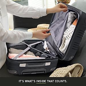 Kenneth Cole REACTION Out of Bounds Lightweight Hardshell 4-Wheel Spinner Luggage, Midnight Black, 28-Inch Checked