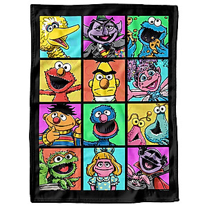 LOGOVISION Sesame Street Lightweight Baby Blanket, 30"X40", Hand Drawn Squares Unisex for Infants Girls & Boys