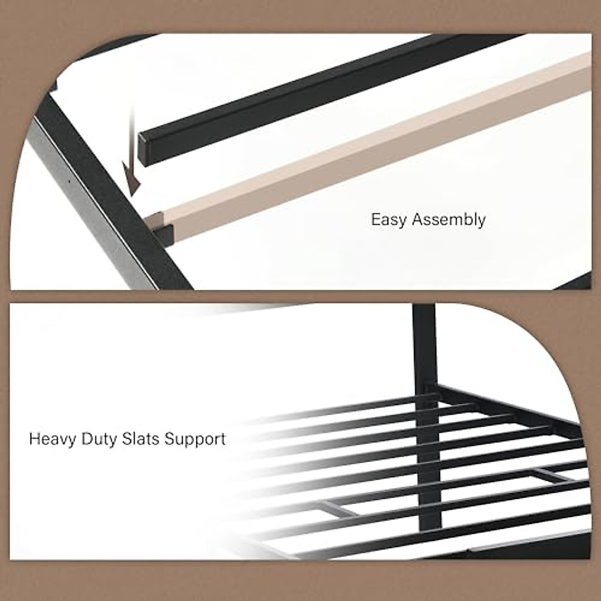 Catrimown Twin Bed Frame with Headboard and Footboard, Rustic Brown Metal Platform Bed Frame, Sturdy Mattress Foundation, Easy Assembly - No Box Spring Required