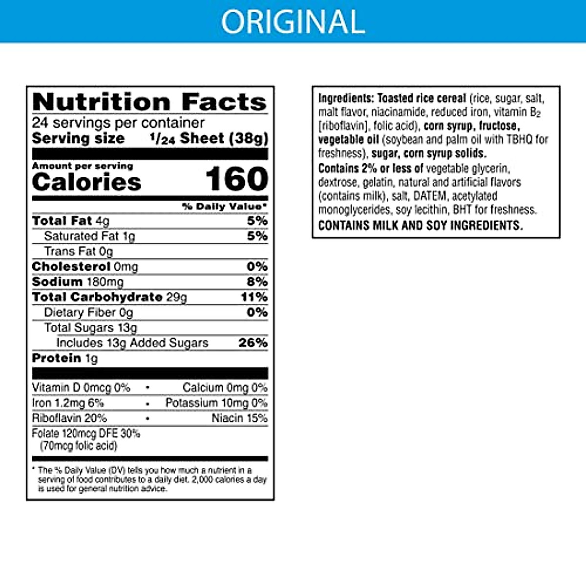 Rice Krispies Treats Marshmallow Snack Sheet, Kids Snacks, Treat Making, Baking Project, Original, 32oz Sheet (1 Sheet)