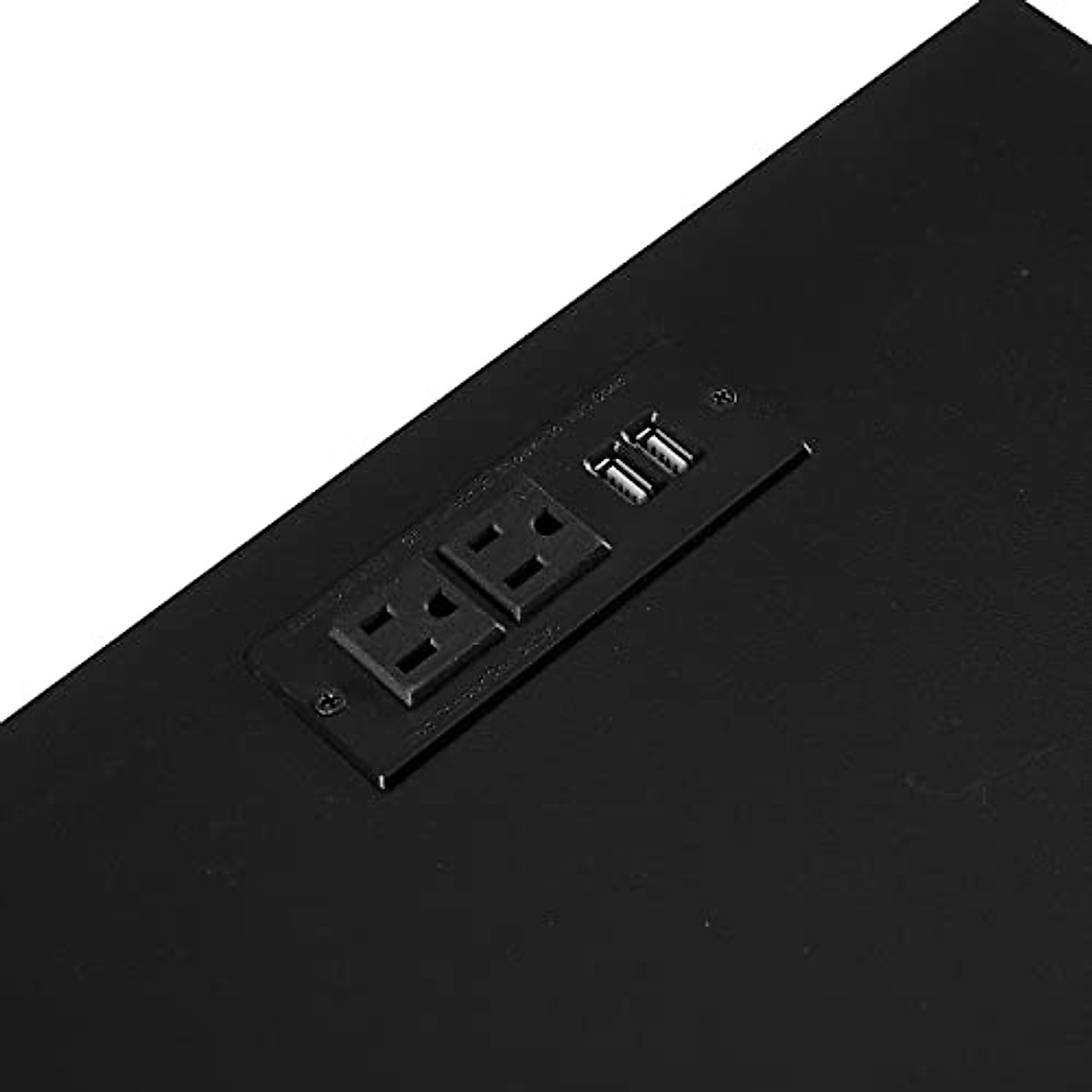 Plawden Rattan End Table with Power Outlet & USB Ports Set of 2, 15.75" Small Nightstand Drawer and Solid Wood Legs, Side Table for Living Room, Bedroom, Black