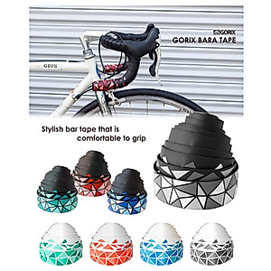 GORIX Bar Tape Handlebar Grip Wrap+2 Bar Plug Rose Pattern Road Mountain Bicycle Cycling (GX-BARA(Global Edition)) (Black×Red)