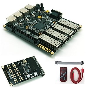 ALINX Brand XILINX A7 FPGA Development Board Artix-7 XC7A100T 4 Ethernet 4 SFP RS232 VGA fpga Evaluation kit (FPGA Board + Platform Cable USB + AD Module)