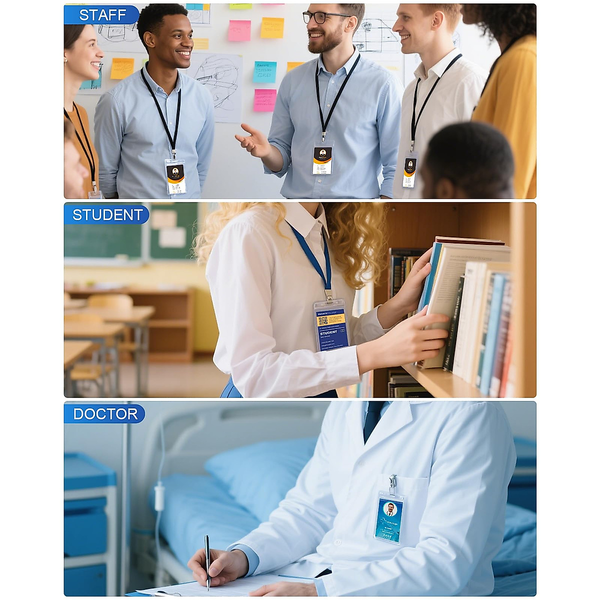 KTRIO 10 Pack ID Badge Holders, Clear Card Holder for Breakaway Lanyard, Multi ID Holder with Waterproof Resealable, Name Tag Badge Holder for Nurses, Office and School, Vertical