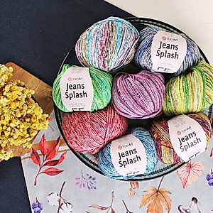YarnArt Jeans Splash - Variegated Sport Yarn 55% Cotton 45% Acrylic 1 Skein/Ball 50 gr 174 yds Cotton Yarn Knitting Yarn Soft Yarn amigurumi Cotton Yarn