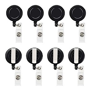 50 Pcs Retractable Badge Reel Clips Holder for Hanging ID Card Name Key Chain (Black)
