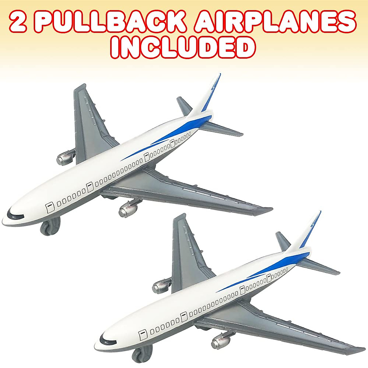 ArtCreativity Pullback Airplane Toys for Boys and Girls, Set of 2, Diecast 5 Inch Pull Back Plane Toys for Kids, Great Birthday Party Favors for Children, Goodie Bag Fillers, Gift Idea