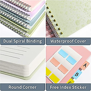 SUNEE Sizes & Paper Styles Will Vary - 4 Pack Top Bound Spiral Notebook - Waterproof PP Cover, 80 Double-Sided Sheets