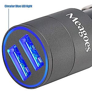 Meagoes Fast USB Car Charger Adapter, with Dual Smart Ports, Compatible for Apple iPhone 8/X/Plus/7/6s/6, Ipad Pro/Mini, Samsung Galaxy S9 Plus/S9/S8/S7, Note 9/8, Google Pixel, Moto Z, LG G7/V40, HTC