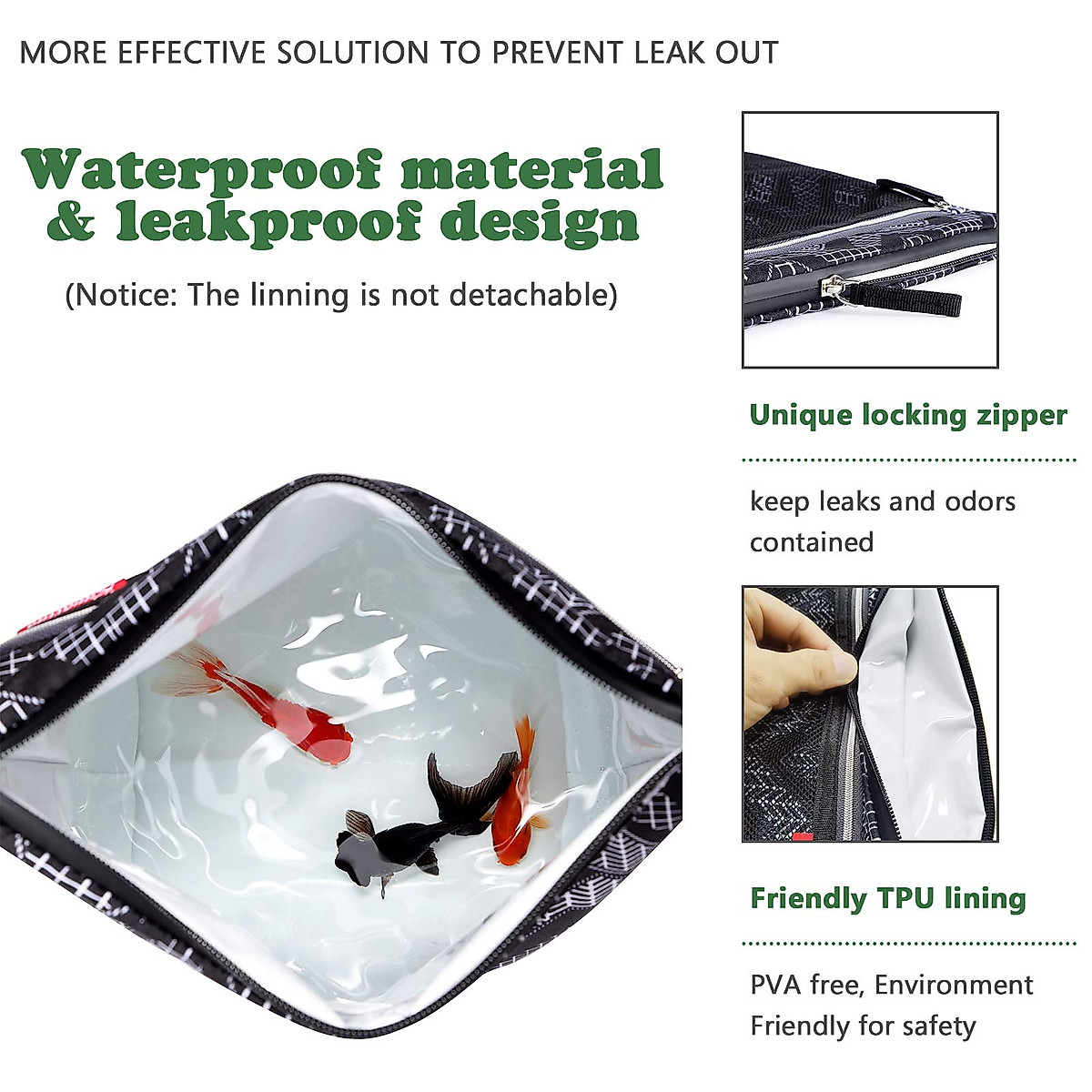 RUVALINO Wet Dry Bag, Reusable Baby Diaper Bag Accessory with Two compartments for Cloth Diapers, Toys, Swimsuits, Dirty Gym Clothes, Toiletries, Large Capacity, Waterproof and Stylish, Black