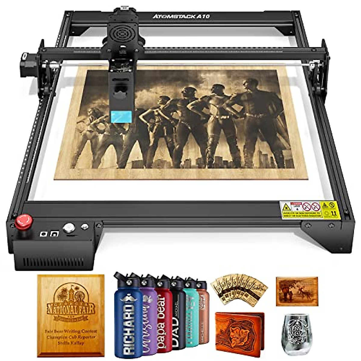 ATOMSTACK Laser Engraver 60W, A10 Laser Engraving Cutting Machine, 10W Laser Power, Compatible with Control Terminal, DIY Engraver Tool for Metal/Glass/Wood, Engraving Accuracy 0.01mm, Area(17"x16")