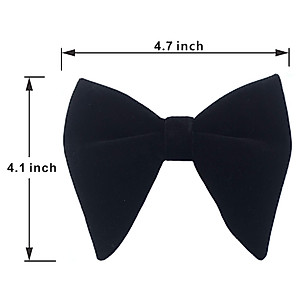 Justar Mens Pre-Tied Oversized Bow Tie Tuxedo Velvet Bowtie Cufflinks Hankie Combo Sets (Black)
