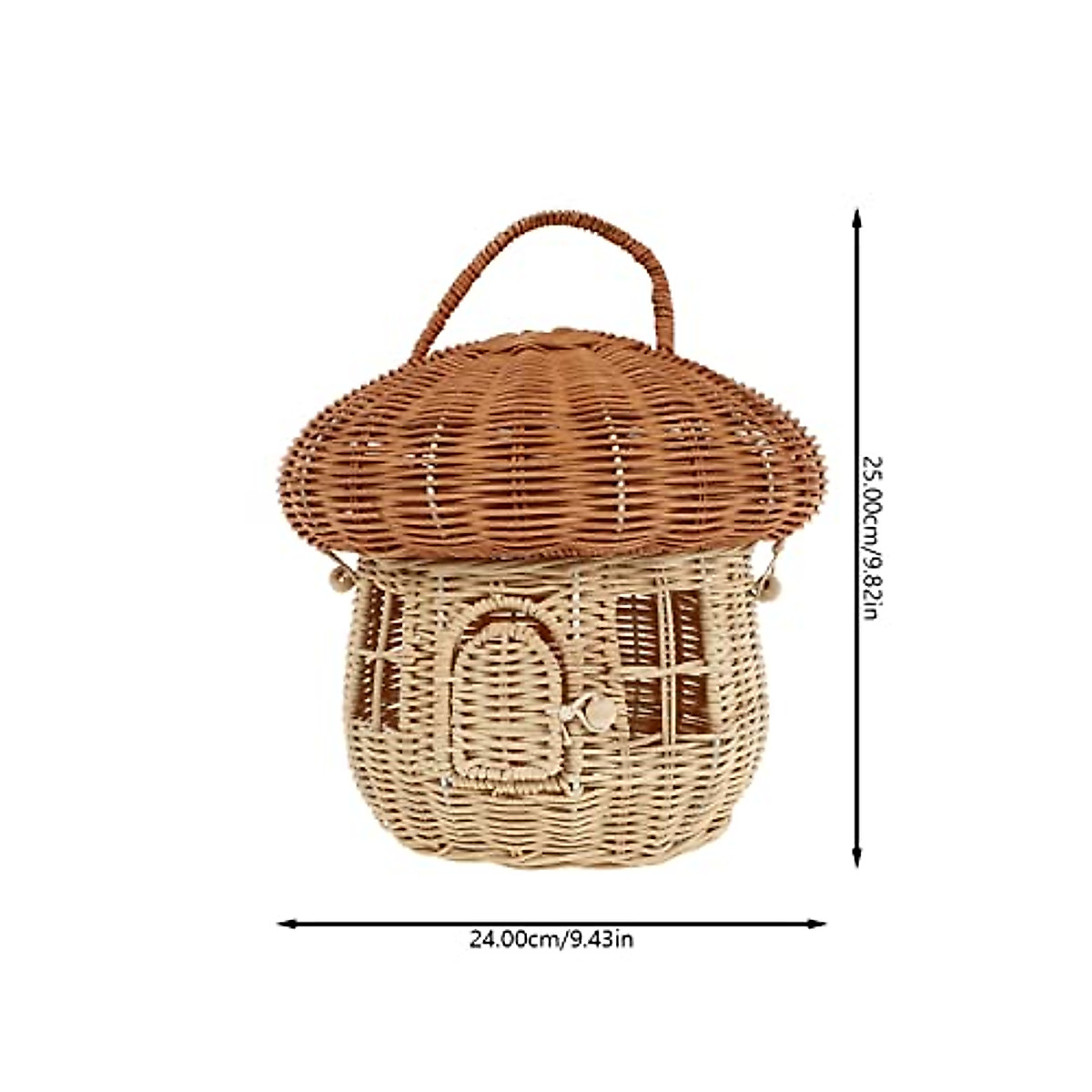 FOMIYES Photo Gift Rattan Hand Woven Storage Basket, Mushroom Shape Storage Basket with Lid, Decorative Woven Basket for Home Shelf Kids Room Girl Toys